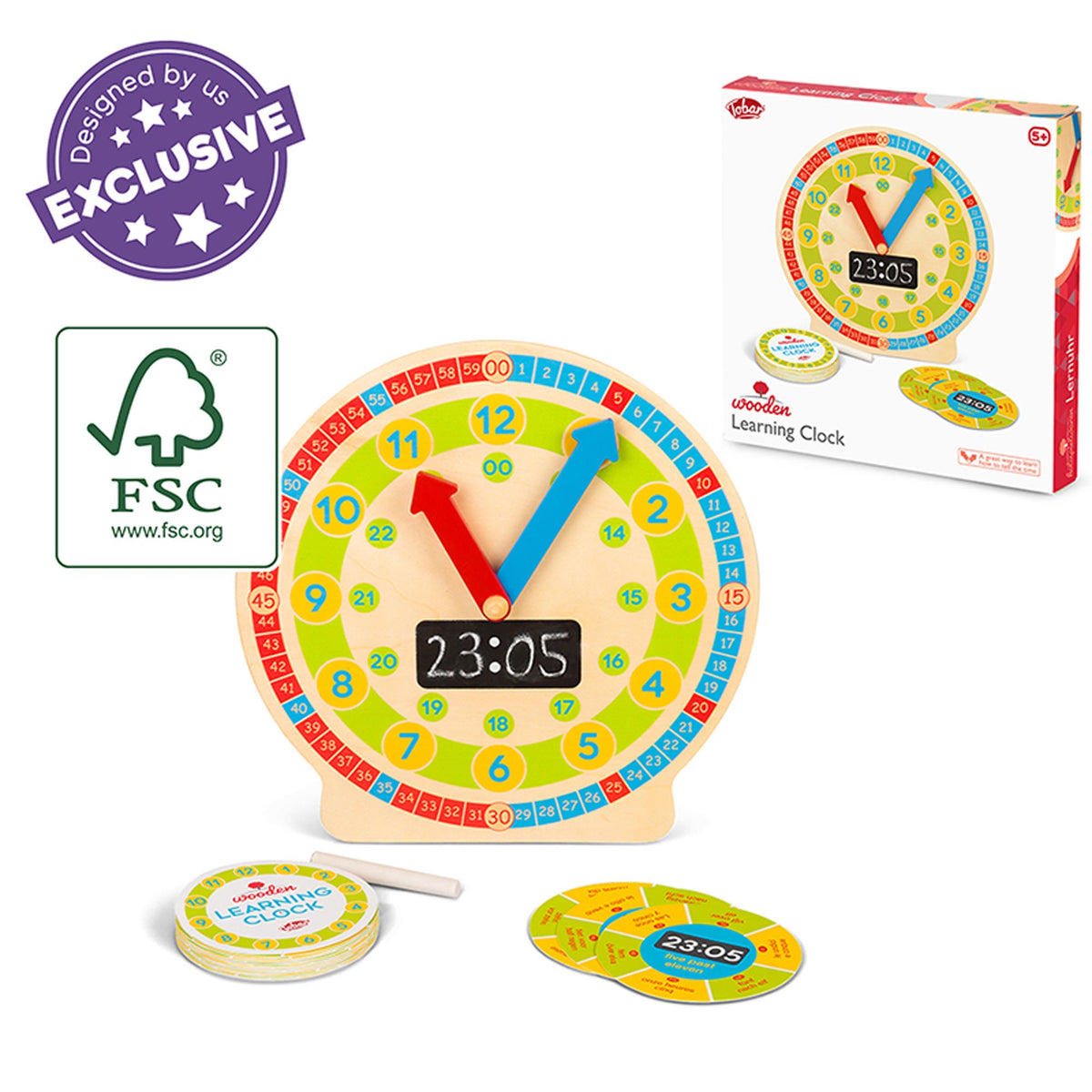WOODEN LEARNING CLOCK – One For Fun