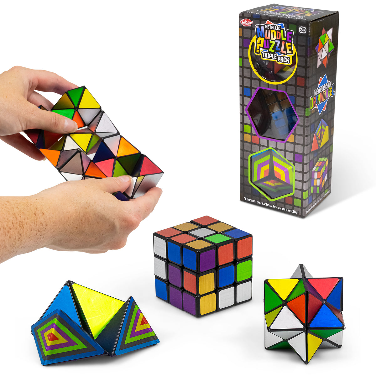 METALLIC MUDDLE PUZZLE TRIPLE PACK – One For Fun