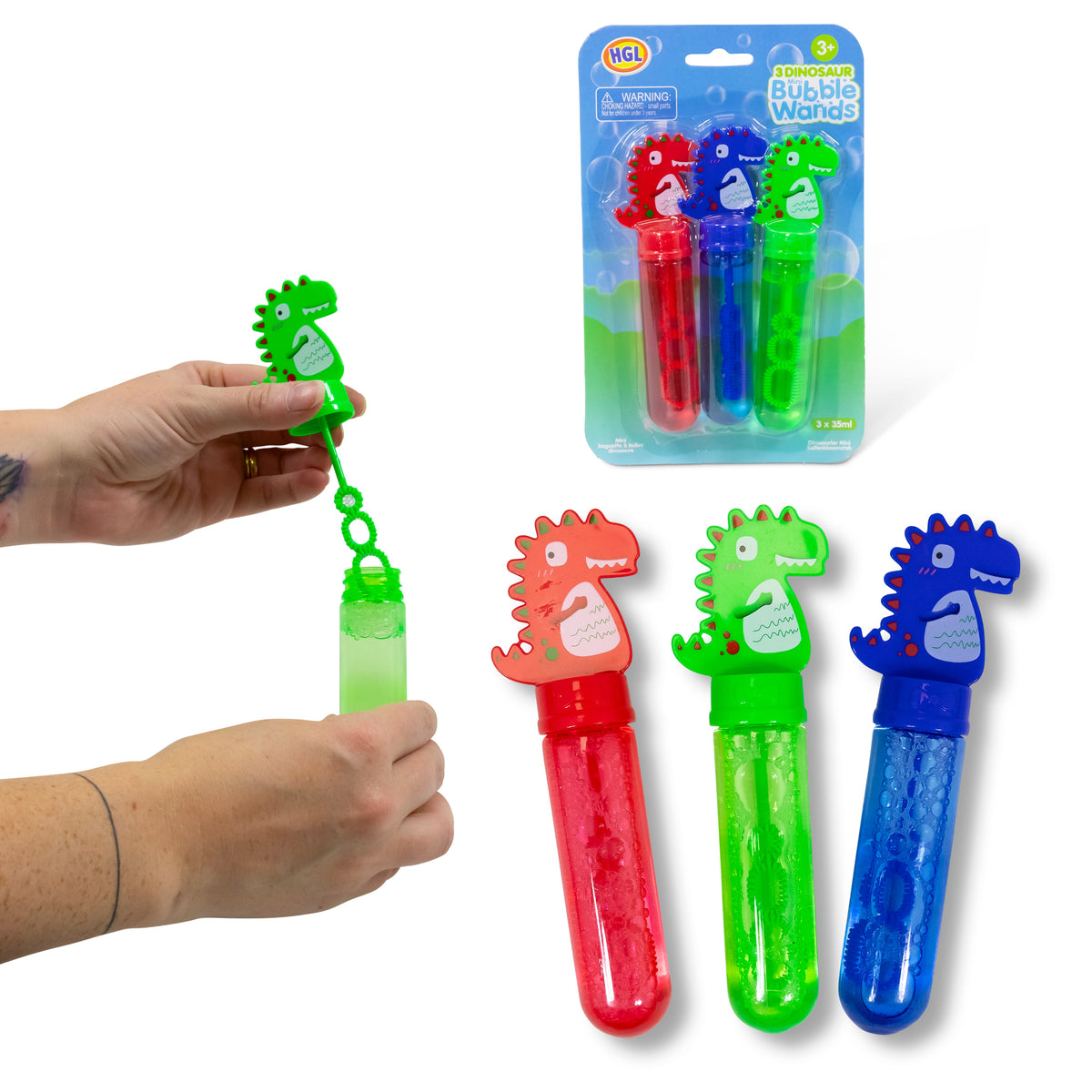 3PK DINOSAUR MINI BUBBLE WANDS – One For Fun